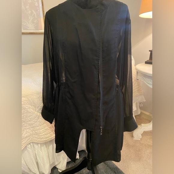 p.luca milano | Jackets & Coats | Extra Large Black Sheer Zipper Jacket | Poshmark